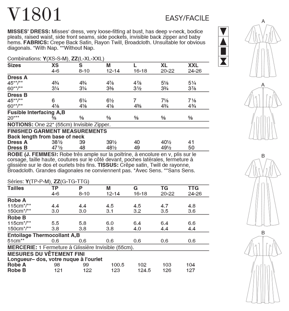 Vogue V1801 Misses' Dresses sewing pattern — jaycotts.co.uk - Sewing ...