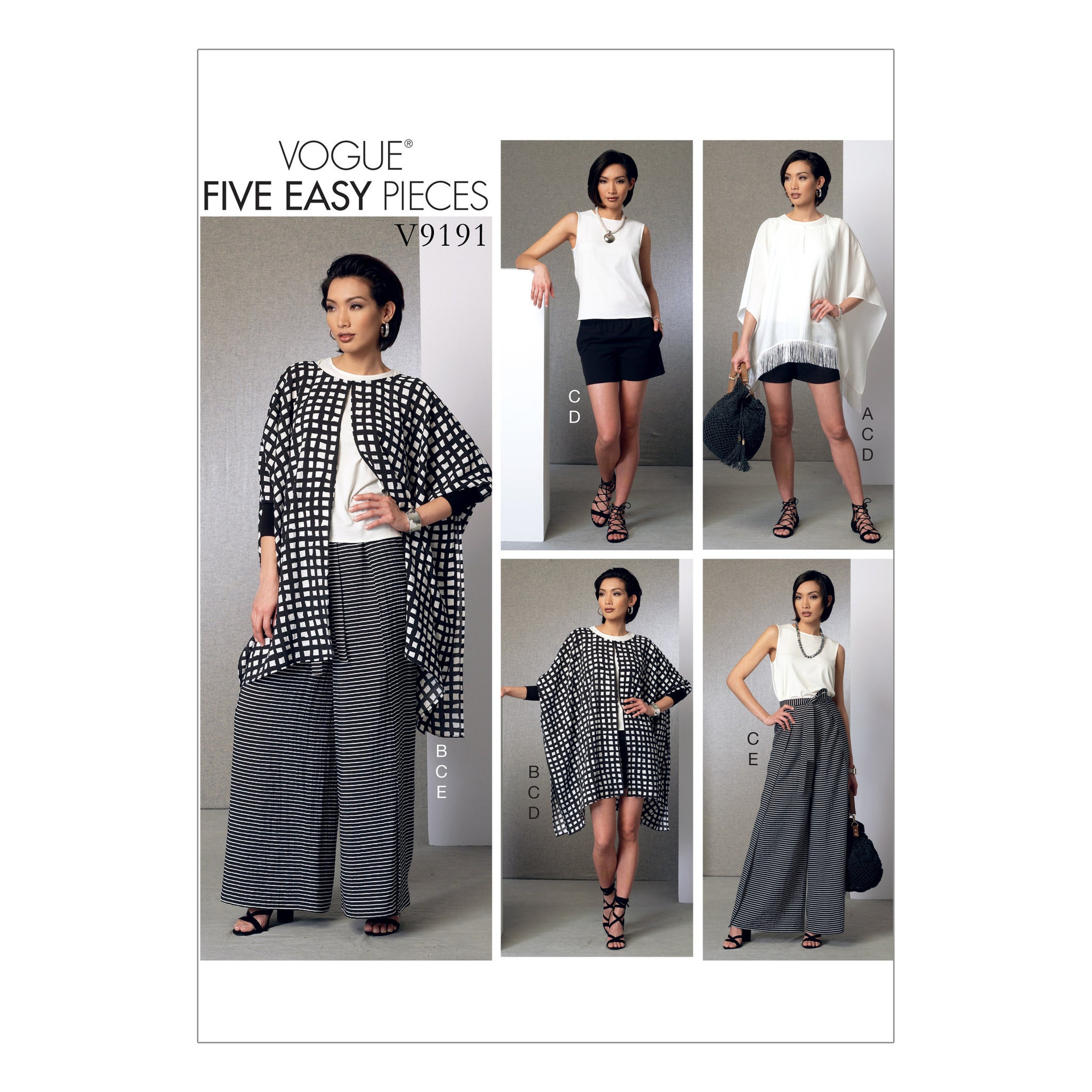 Vogue Pattern 9191 Ponchos, Back-Pleat Top, Shorts and Wrap Pants ...