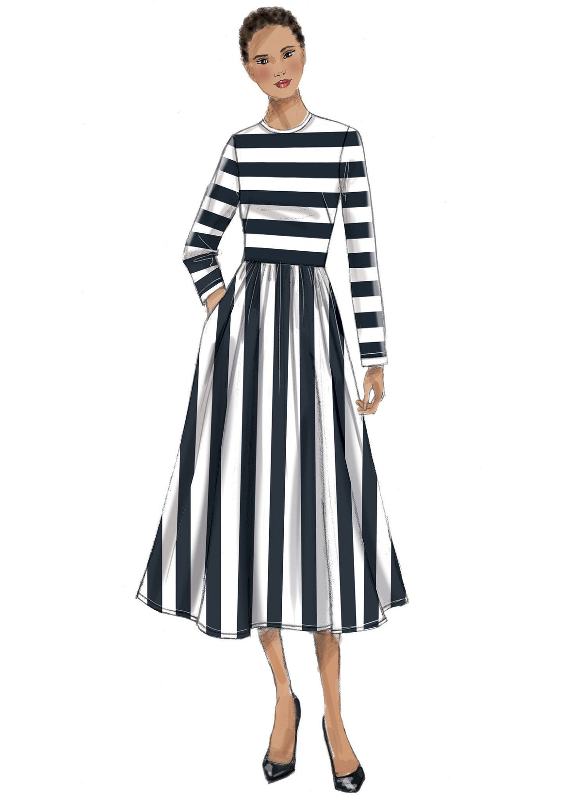 Vogue Pattern 9197 Jewel-Neck, Gathered Skirt-Dresses — jaycotts.co.uk ...