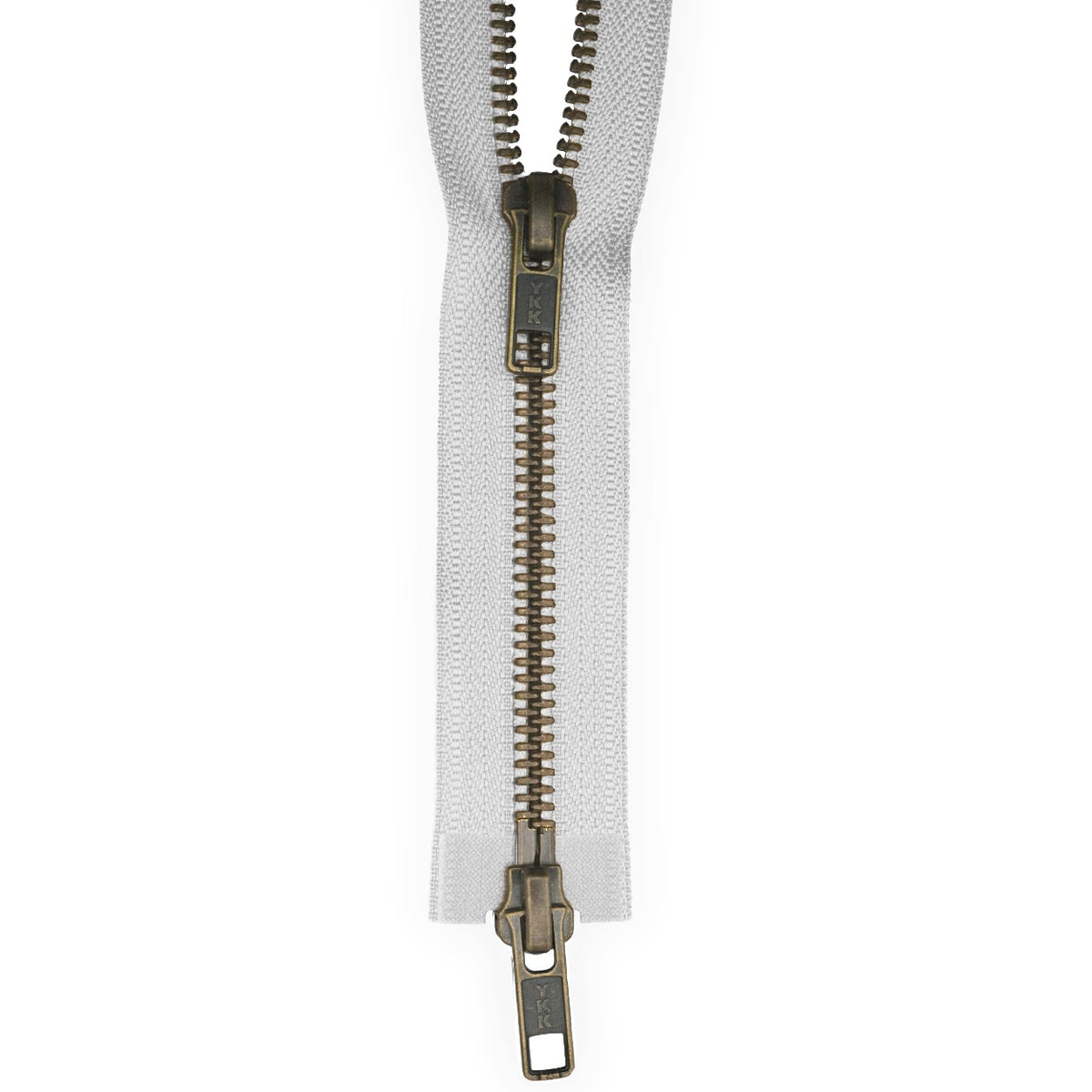 YKK Antique Brass Two Way Open End Zip for coats, White — jaycotts.co ...