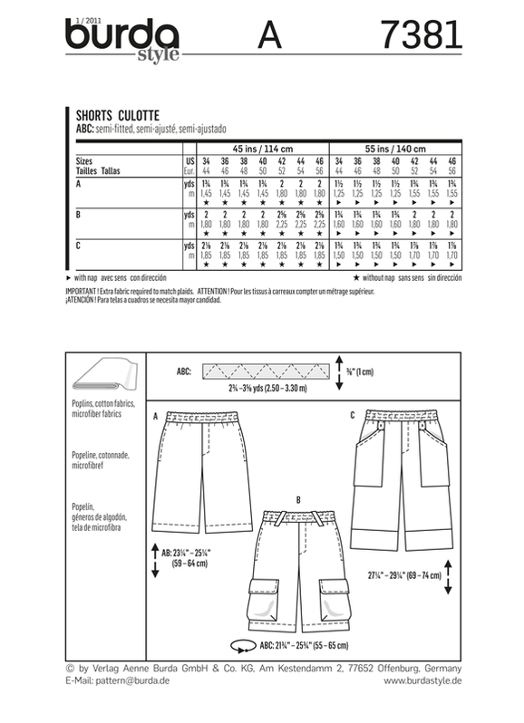 Burda 7381 Mens' Shorts Pattern — jaycotts.co.uk - Sewing Supplies