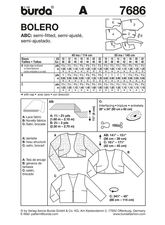 Burda 7686 Bolero Pattern — jaycotts.co.uk - Sewing Supplies