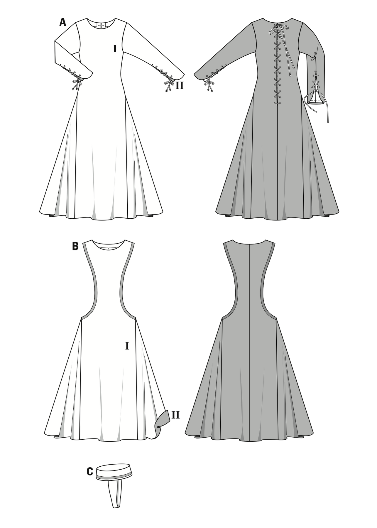 Burda 7977 Medieval Dress Costume Pattern — jaycotts.co.uk - Sewing ...