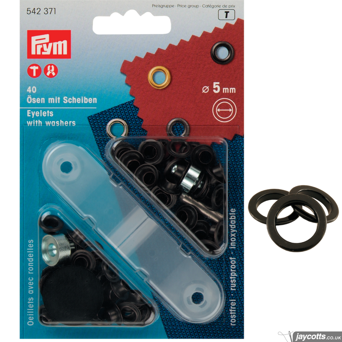 Prym Black Eyelets 5mm size — jaycotts.co.uk - Sewing Supplies