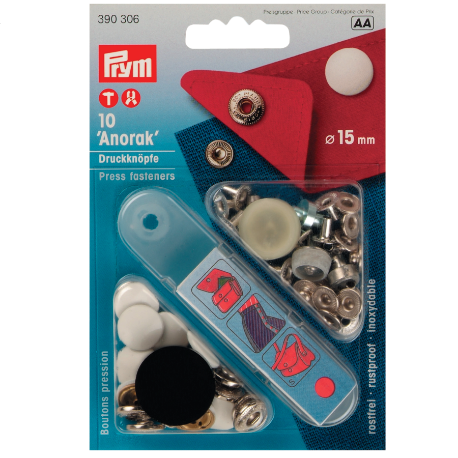 Prym 390306 pack of 10 White press fasteners 15mm medium — jaycotts.co ...