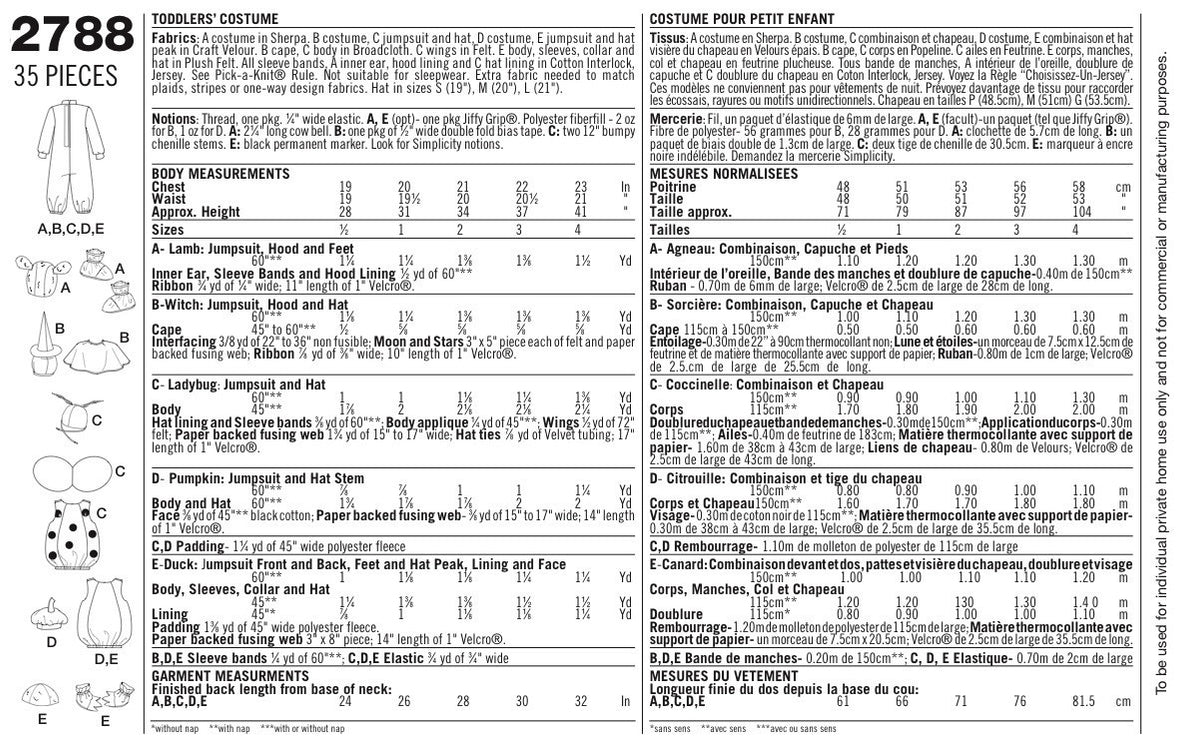 Simplicity Pattern: S2788 Toddler Halloween Costumes — jaycotts.co.uk ...