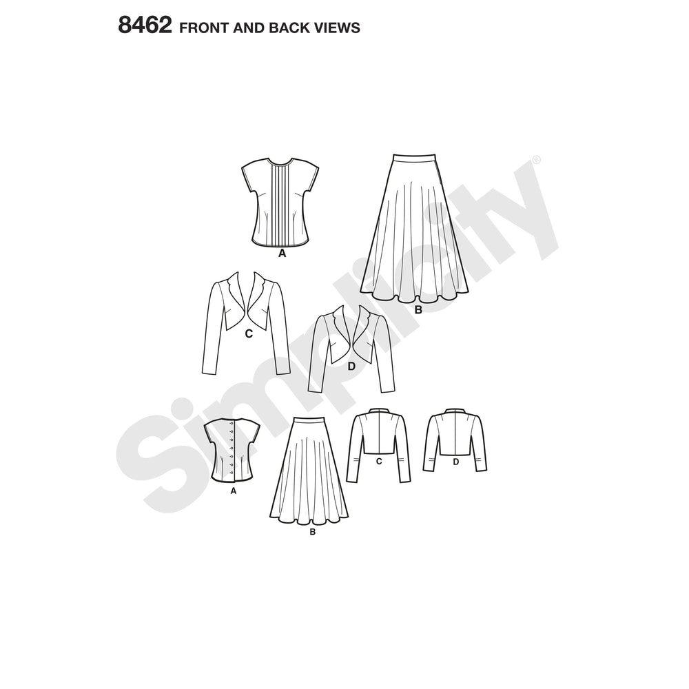 Simplicity Pattern 8462 vintage blouse skirt and lined bolero — jaycotts.co.uk - Sewing Supplies