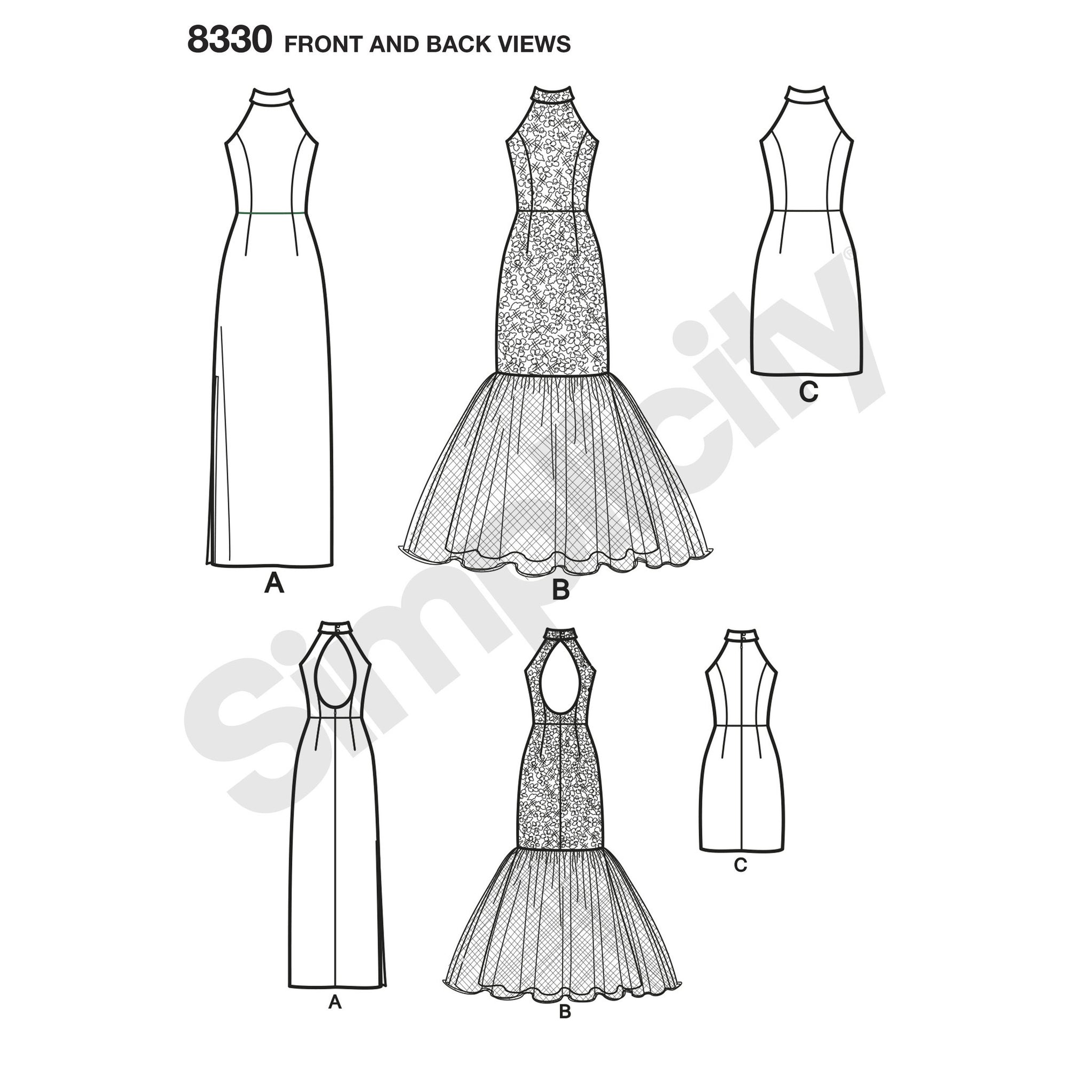 Simplicity Pattern 8330 misses dress with skirt and back variations ...