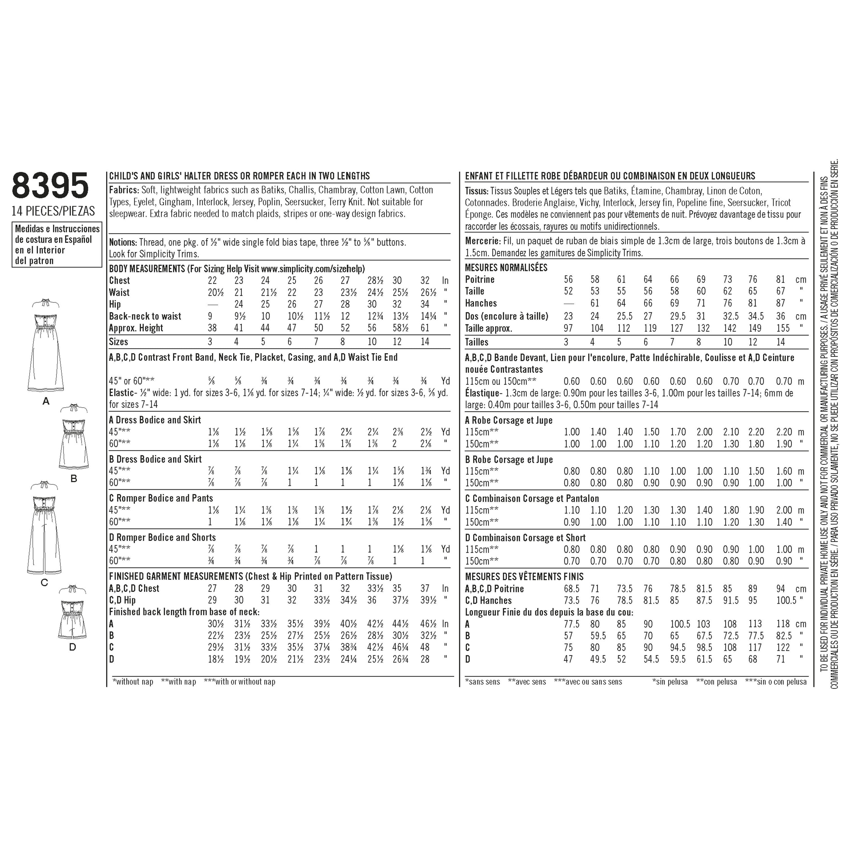 Simplicity Pattern 8395 dress and rompers — jaycotts.co.uk - Sewing Supplies