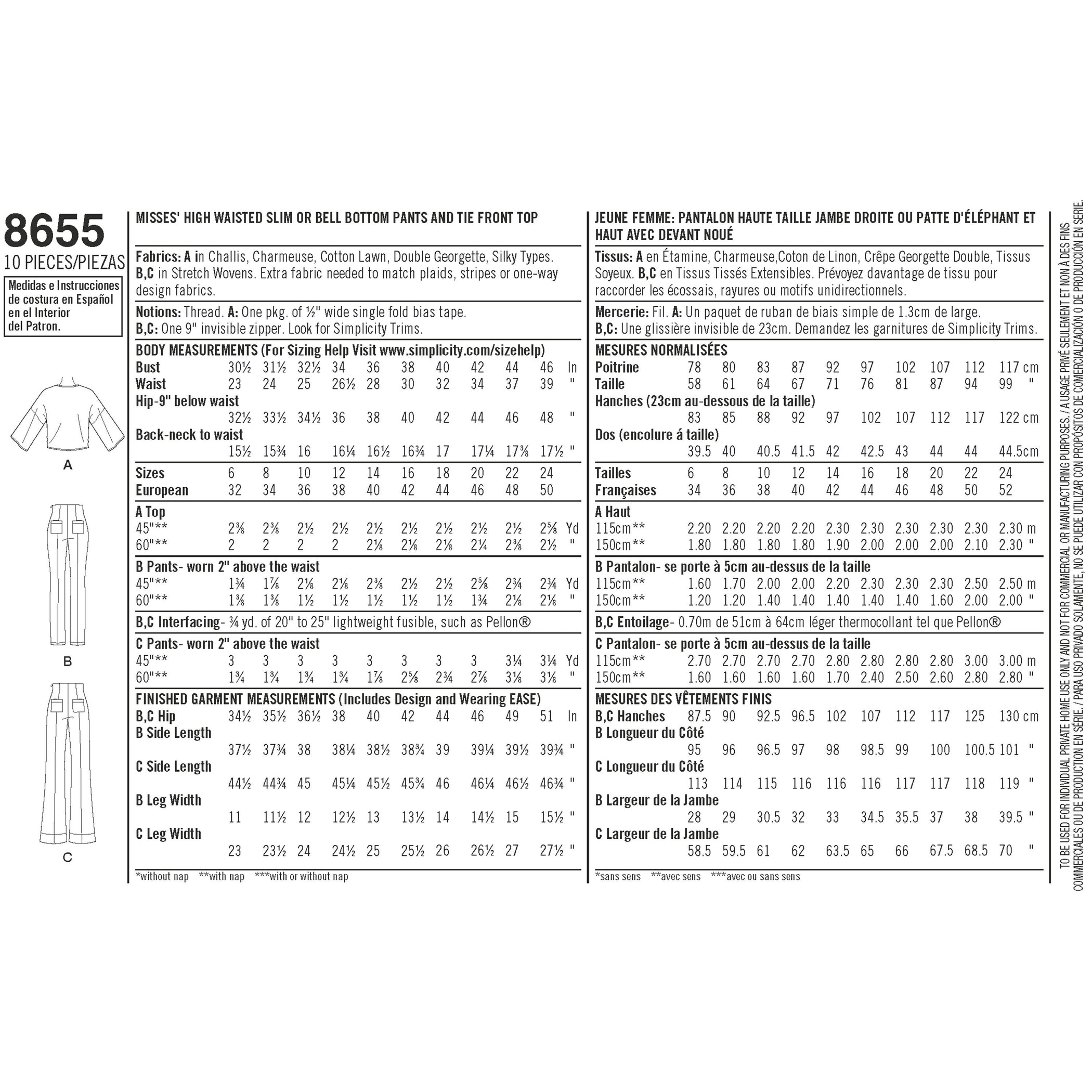 Simplicity Pattern 8655 high waisted pant — jaycotts.co.uk - Sewing ...