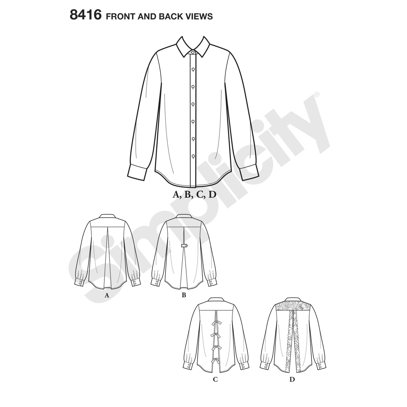 Simplicity Pattern 8416 misses shirt with back variations — jaycotts.co ...