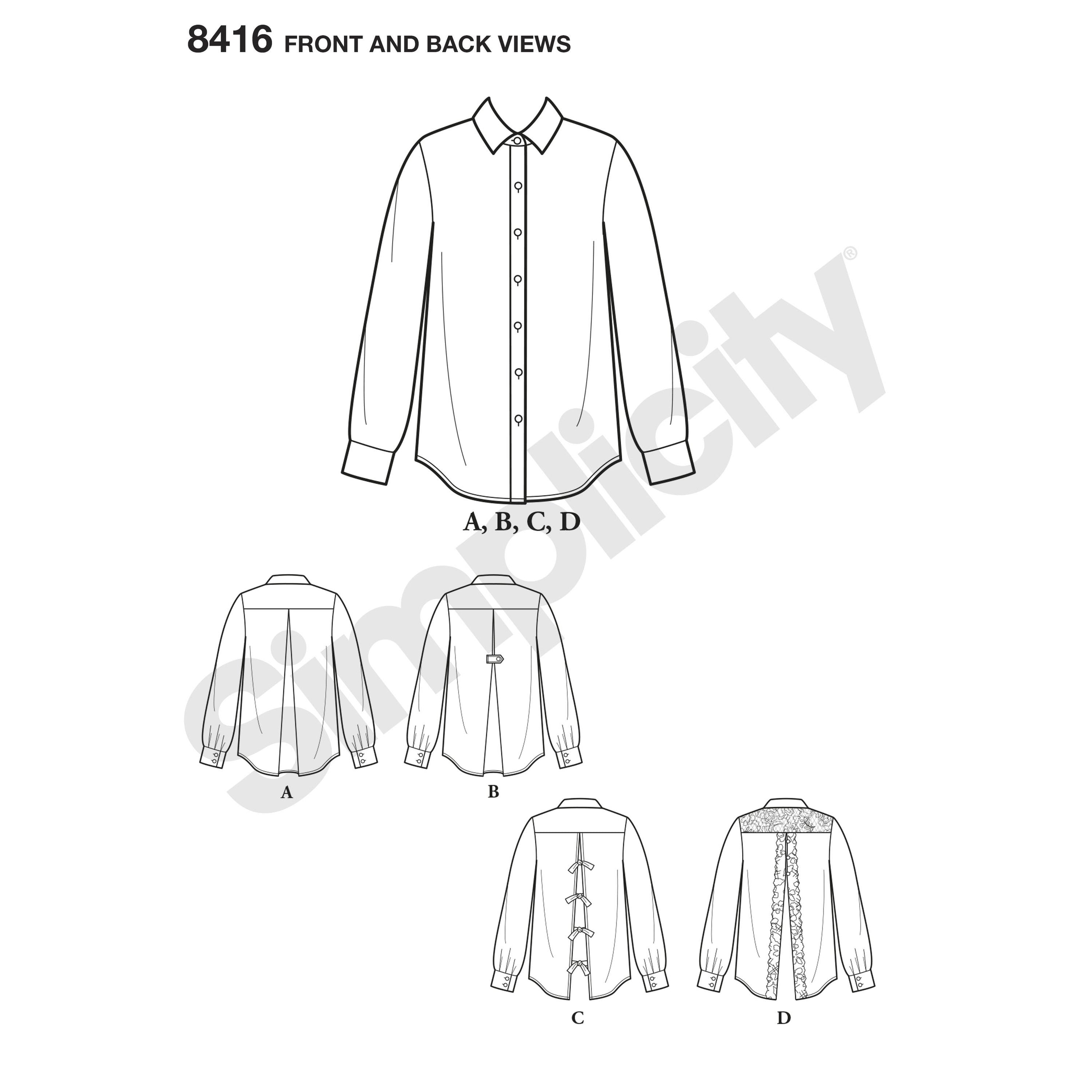 Simplicity Pattern 8416 misses shirt with back variations — jaycotts.co ...