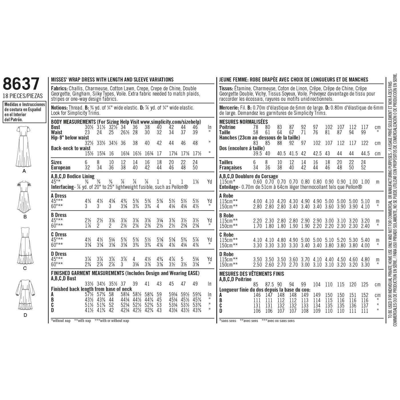 Simplicity Pattern 8637 wrap dresses. — jaycotts.co.uk - Sewing Supplies